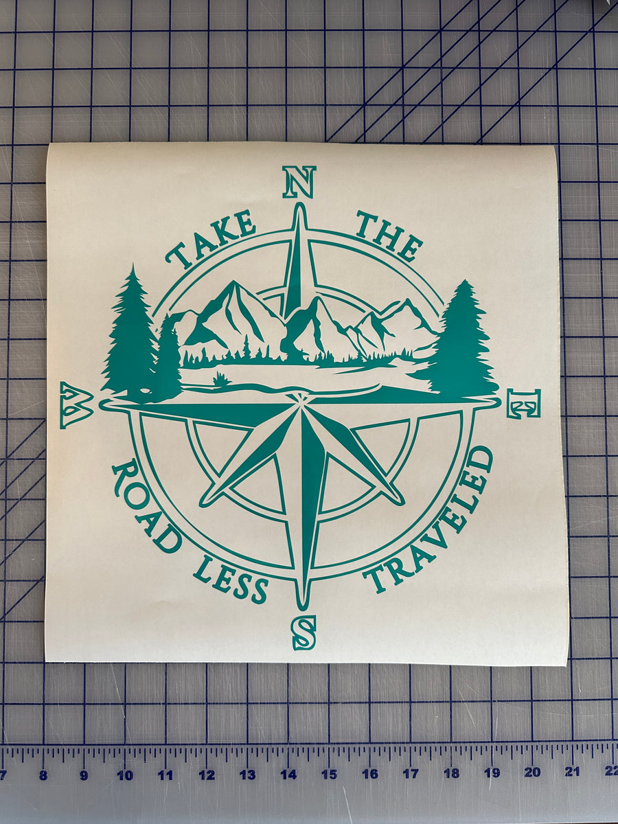 Take the Road Less Traveled Compass Mountain Decal Custom Vinyl Sticke ...