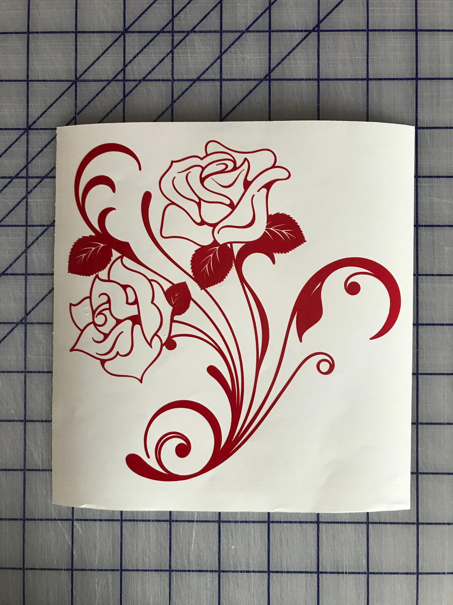 Rose Floral Decal Custom Vinyl car truck window laptop sticker ...