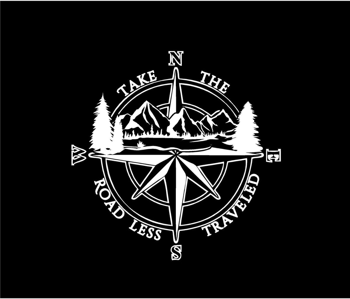 Take the Road Less Traveled Compass Mountain Decal Custom Vinyl Sticke ...