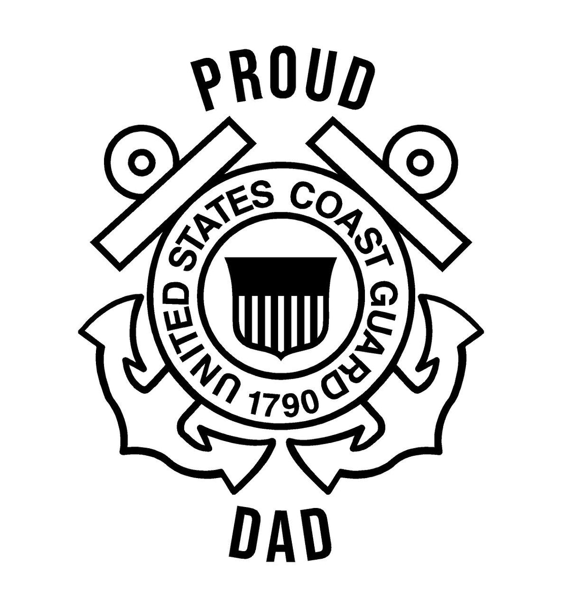 US Coast Guard decal Custom Vinyl car truck window Proud Dad Mom Paren ...