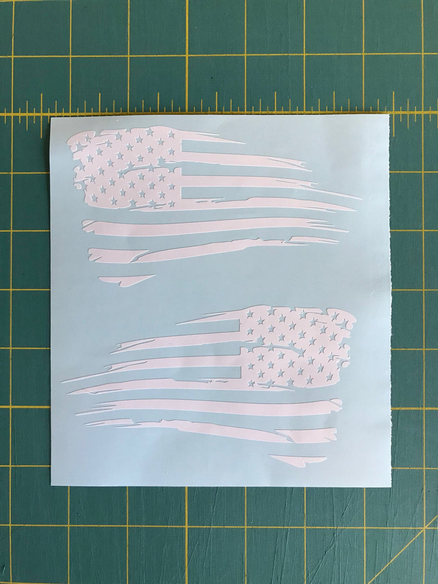 Distressed Tattered America Flag Decal Set of 2 Custom Vinyl Stickers ...