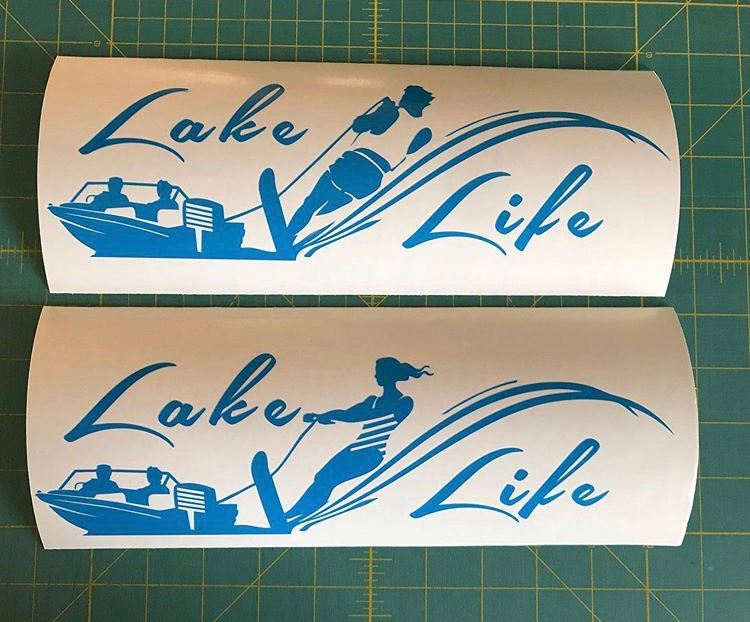Lake Life Water Skier Boating Decal Custom Vinyl Car Truck Window Stic ...