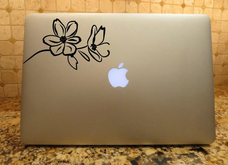 Flower Line Art Decals Custom Vinyl Laptop window Floral Sticker ...