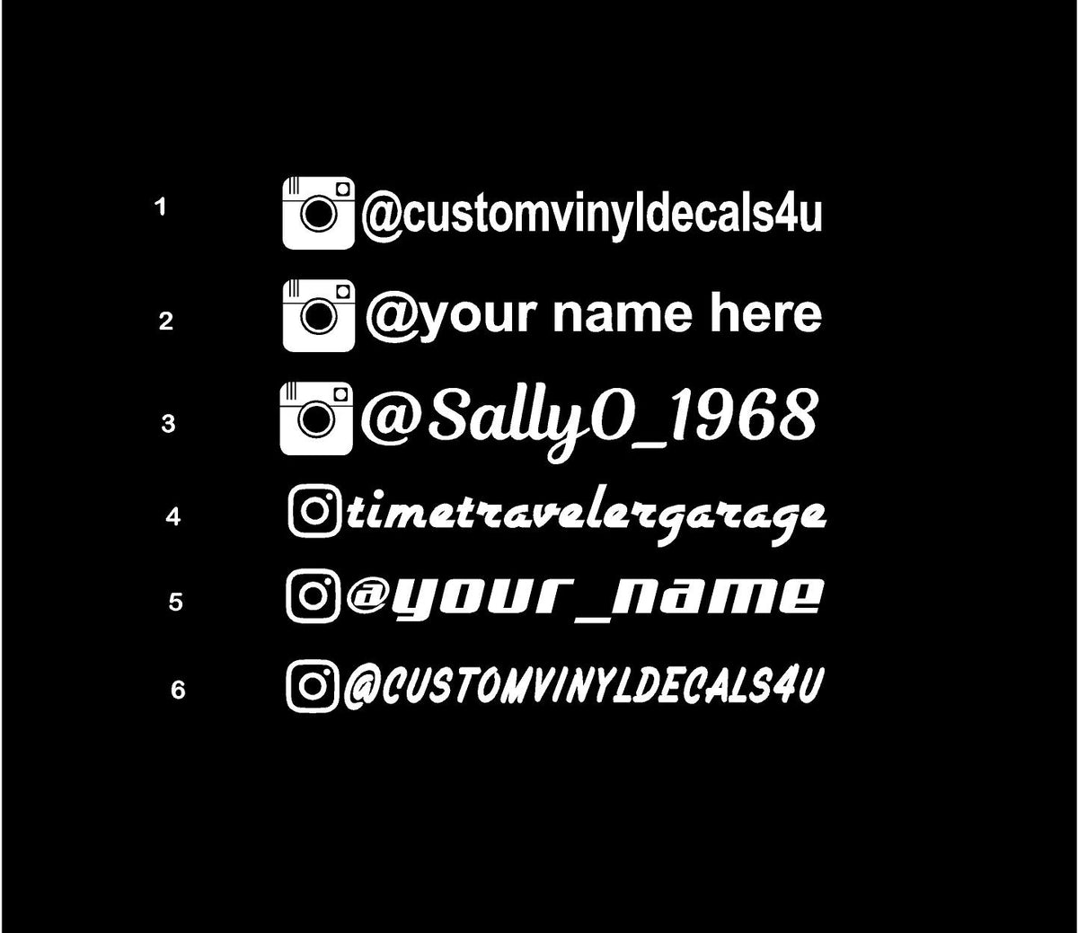Instagram Name Decals Social Media IG tag set of 2 car truck window St ...