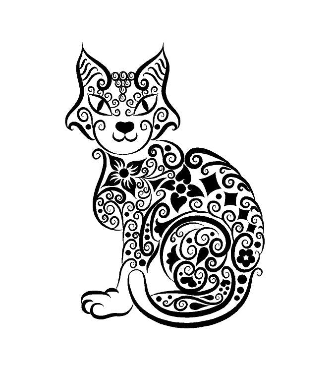 Intricate Cat Decal Custom Vinyl car truck window kitten sticker ...