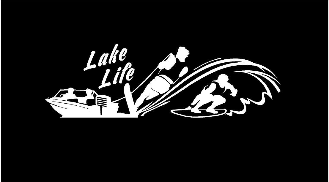 Lake Life Water Skier Wake Surfer Boating Decal Custom Vinyl Car Truck ...