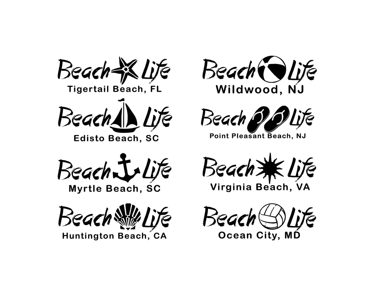 Beach Life Customizable Decal Beach Lover car window vinyl sticker ...