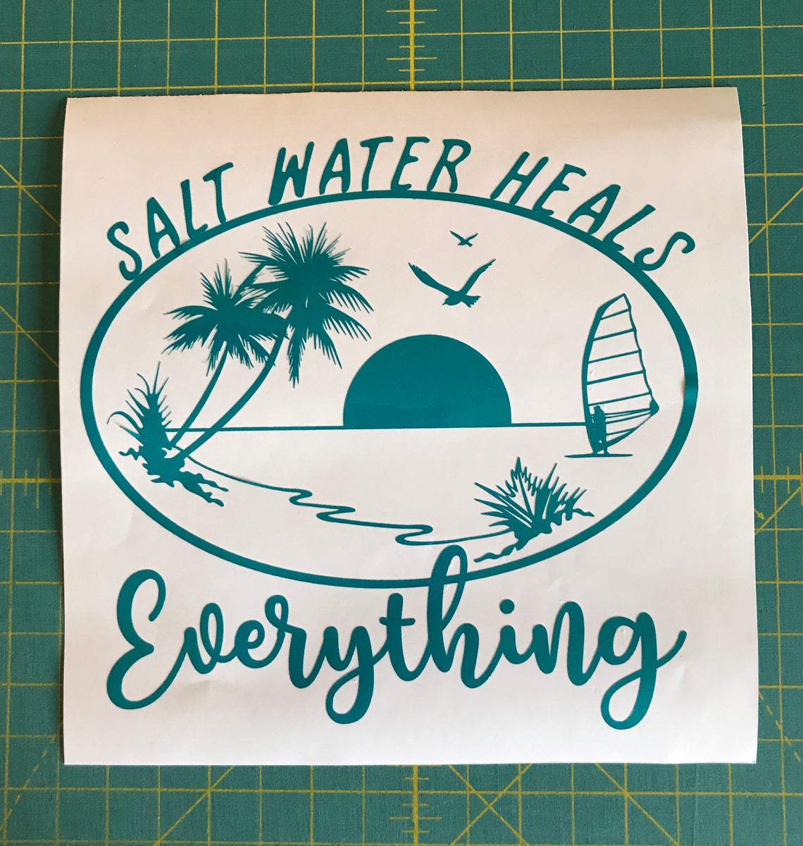 Salt Water Heals Everything Decal Custom Tropical Vinyl car truck wind ...