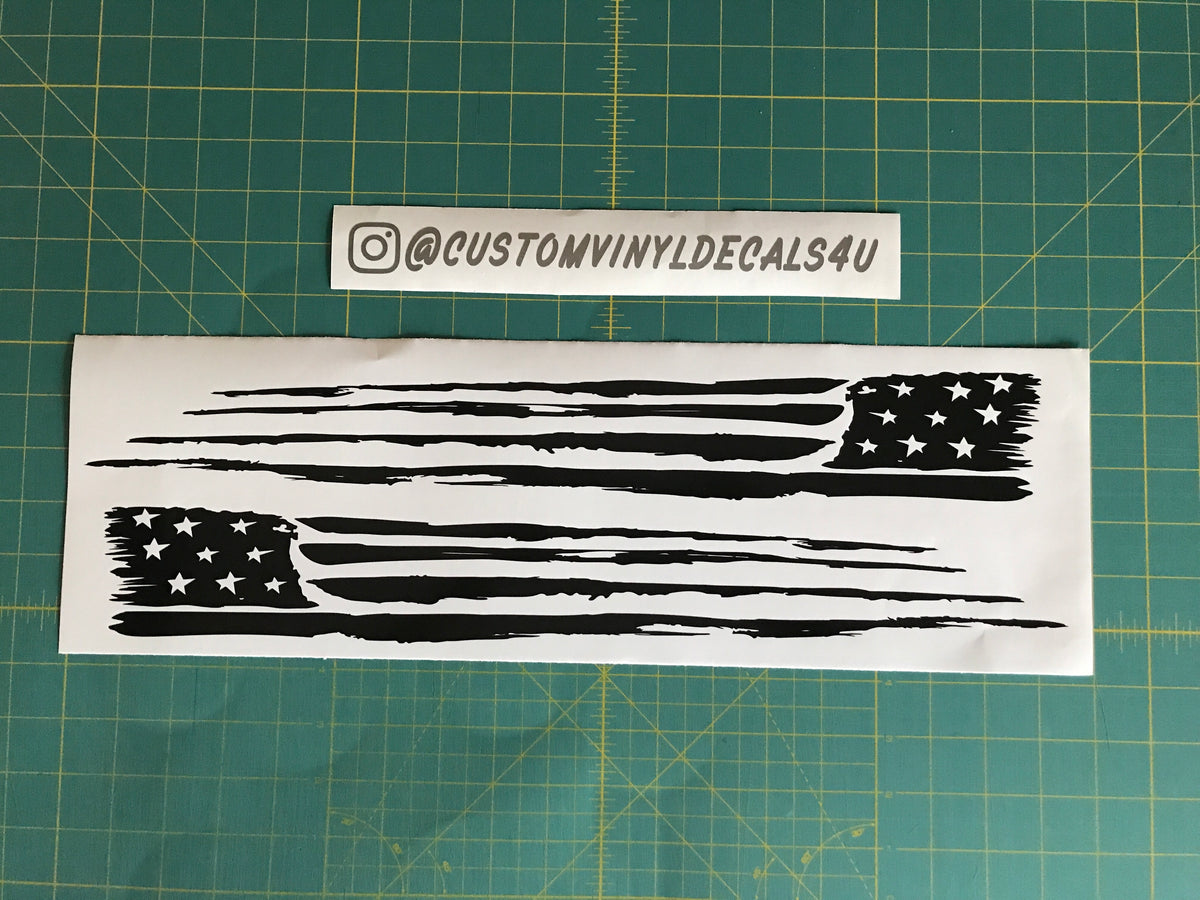 Distressed Tattered USA America Flag Decal Set of 2 Large Custom Vinyl ...