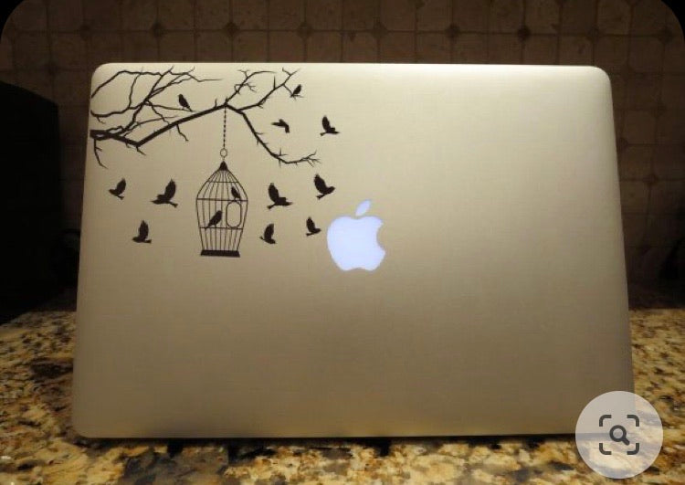 Bird Cage Branch Laptop Decal Custom Vinyl Birds sticker ...