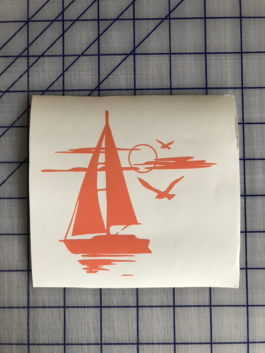 SailBoat Decal Sunset Sailing Custom Vinyl Car Truck Window Sticker ...