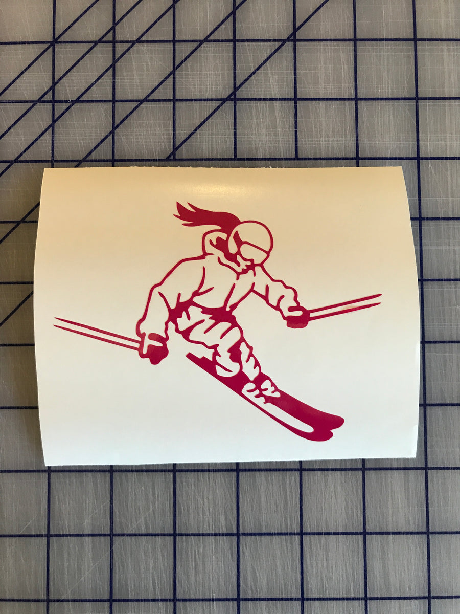 Snow Skier Skiing Girl Decal Custom Vinyl Car Truck Window Laptop Stic ...